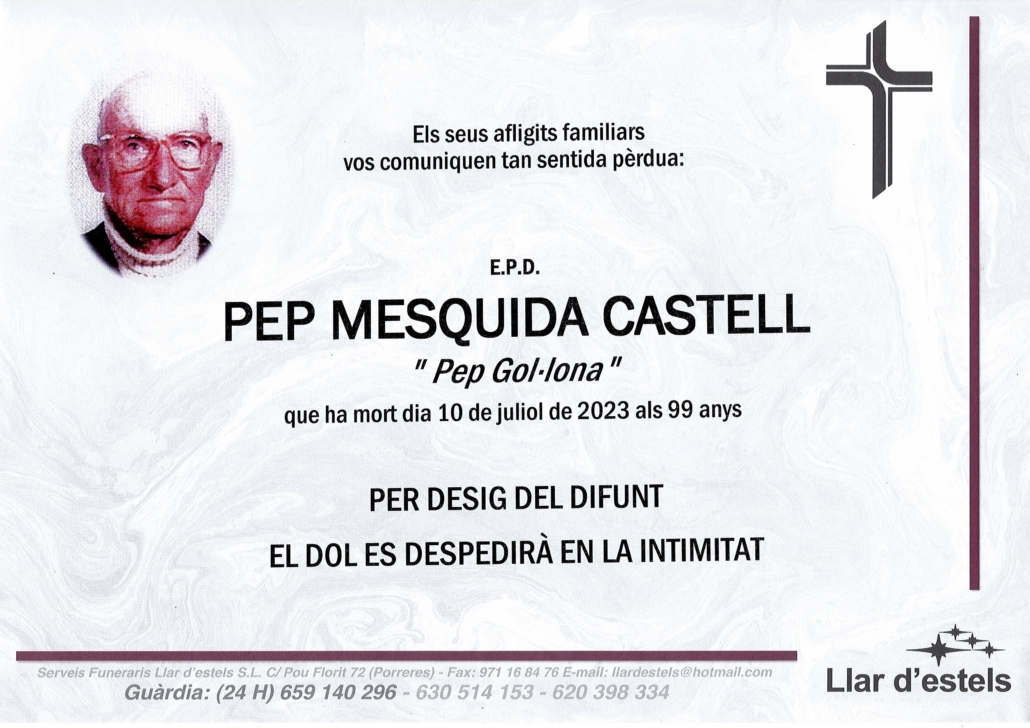 PEP MESQUIDA CASTELL – Funerària Mallorca – Llar d'estels