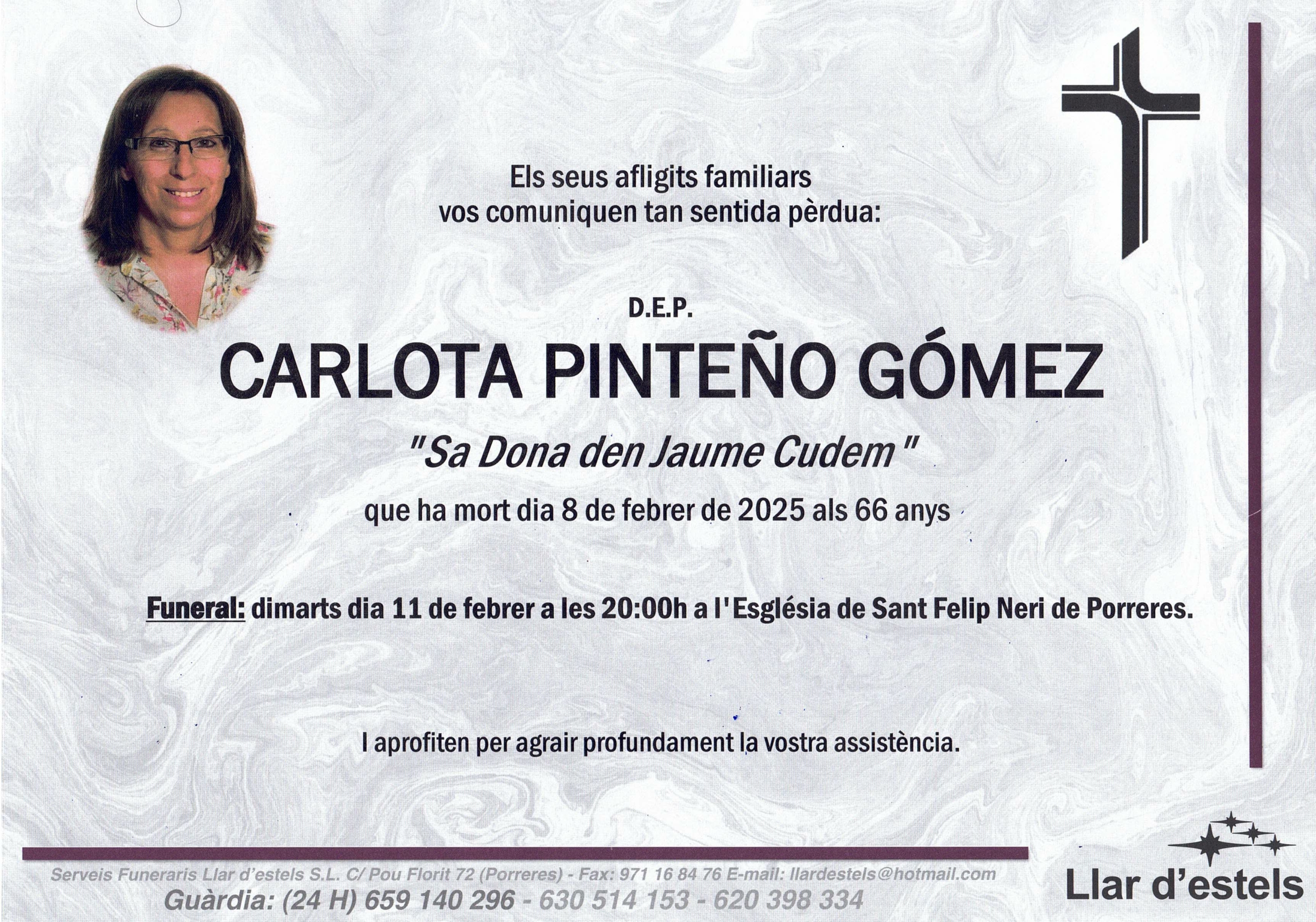 CARLOTA PINTEÑO GOMEZ – Funerària Mallorca – Llar d'estels